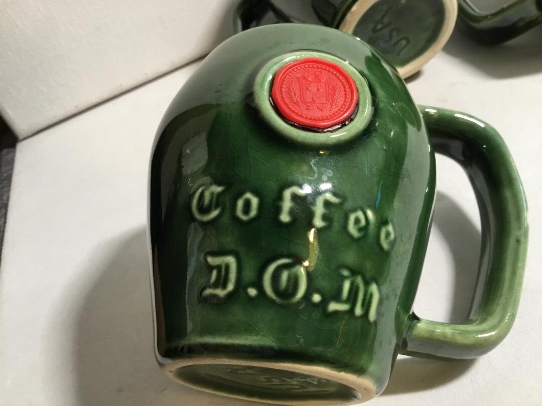 Vintage Mccoy Pottery D.O.M. Benedictine Green Coffee Mugs, Set of ...