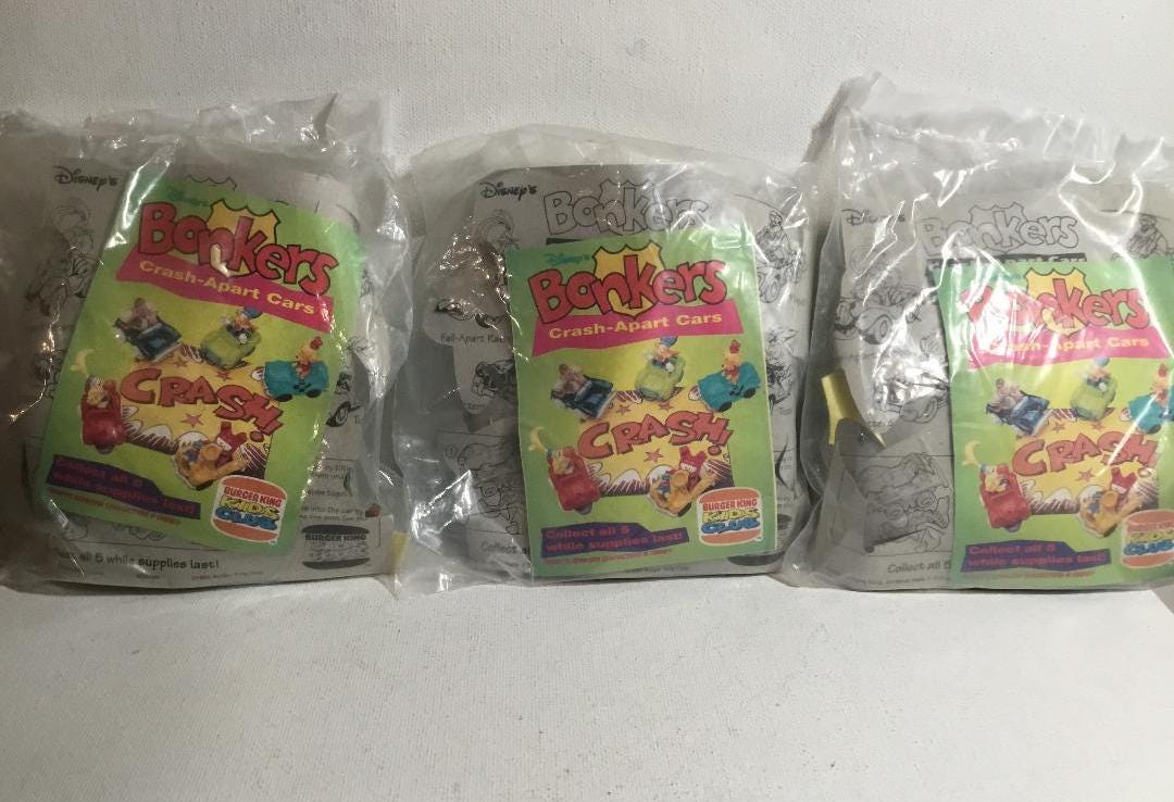 Vintage Bonkers Crash Apart Cars. Burger King Kids Club 1993 NEW Disney ...