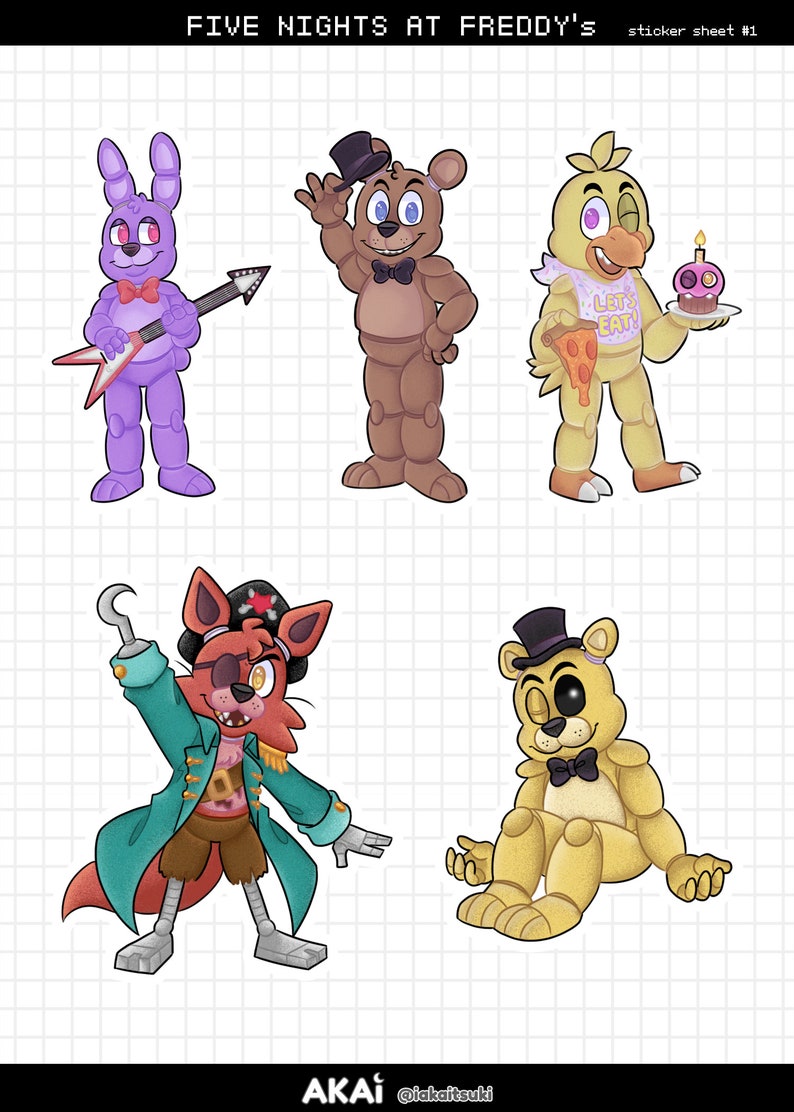 Five Nights at Freddy's Sticker Sheets Stickers FNAF - Etsy
