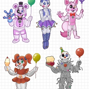 Five Nights at Freddy's Sticker Sheets | Stickers | FNAF | (5 Pcs) - Etsy