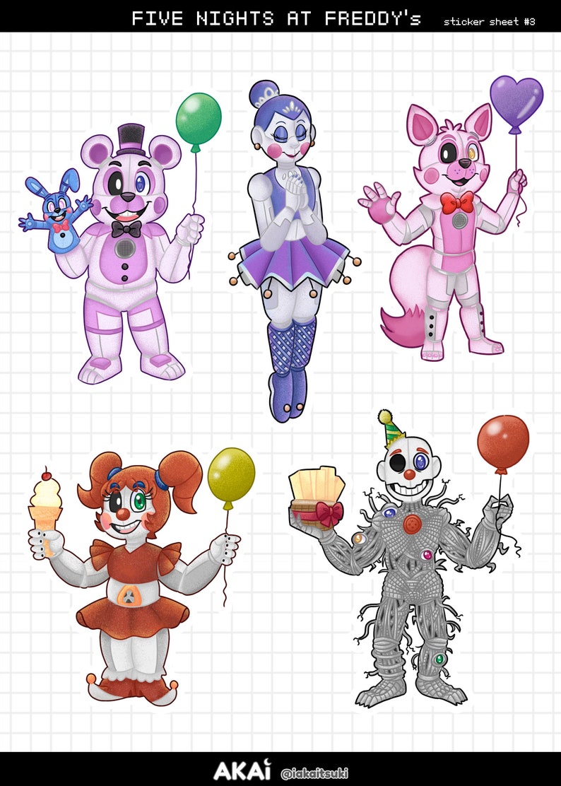 Five Nights at Freddy's Sticker Sheets Stickers FNAF - Etsy