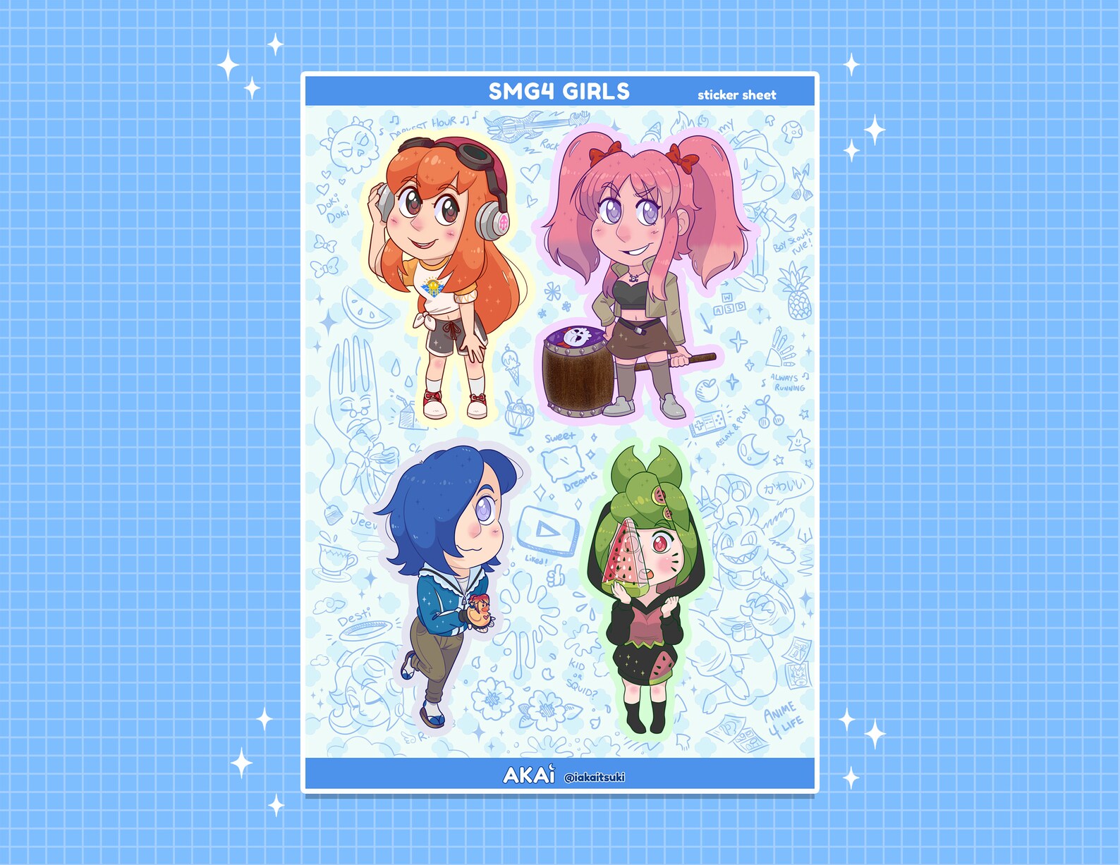 SMG4 Girls Sticker Sheet Stickers SMG4 | Etsy