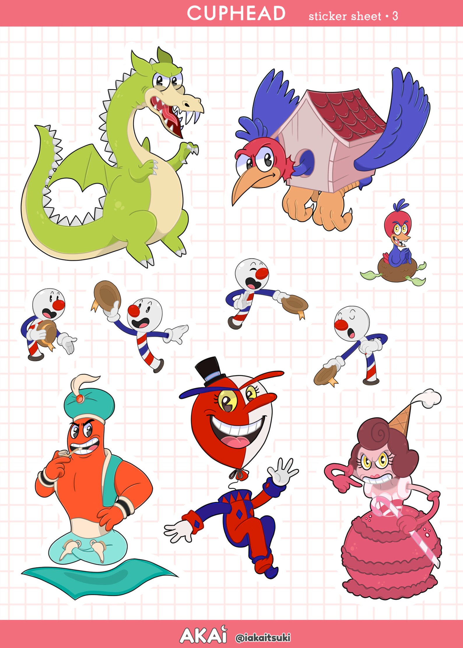 Cuphead Sticker Sheets Stickers Cuphead 5 Pcs - Etsy