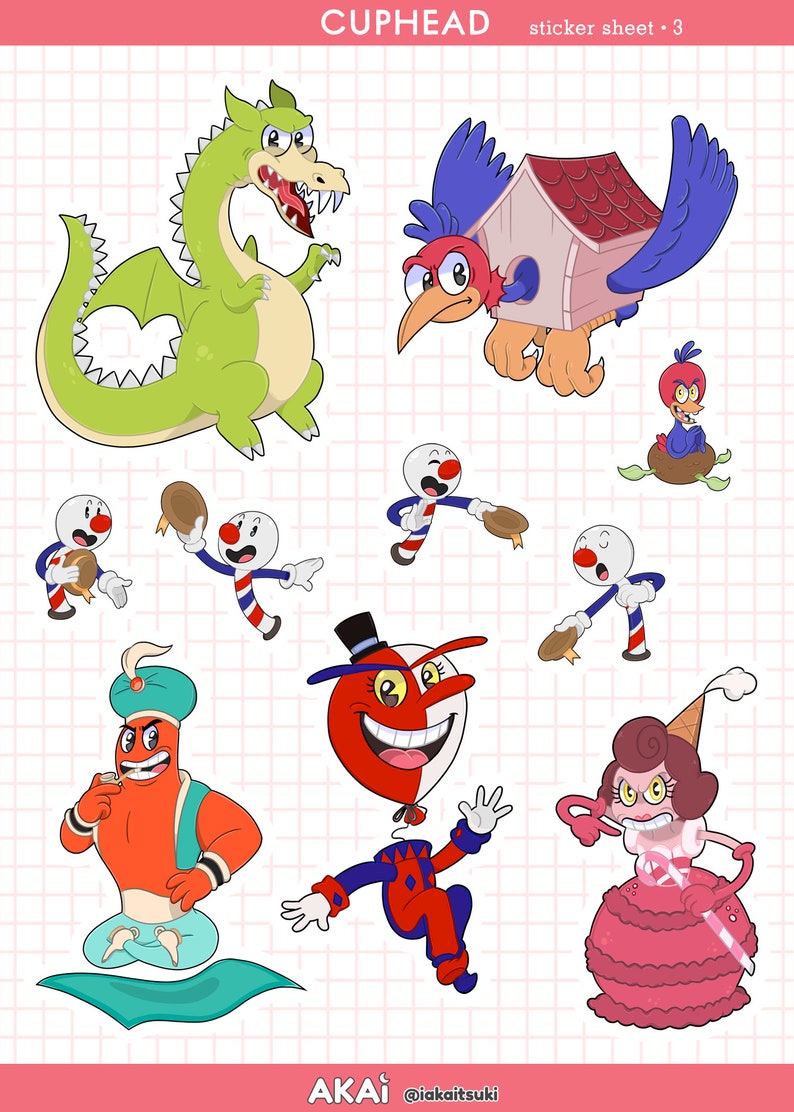 Cuphead Sticker Sheets Stickers Cuphead 5 Pcs - Etsy Canada
