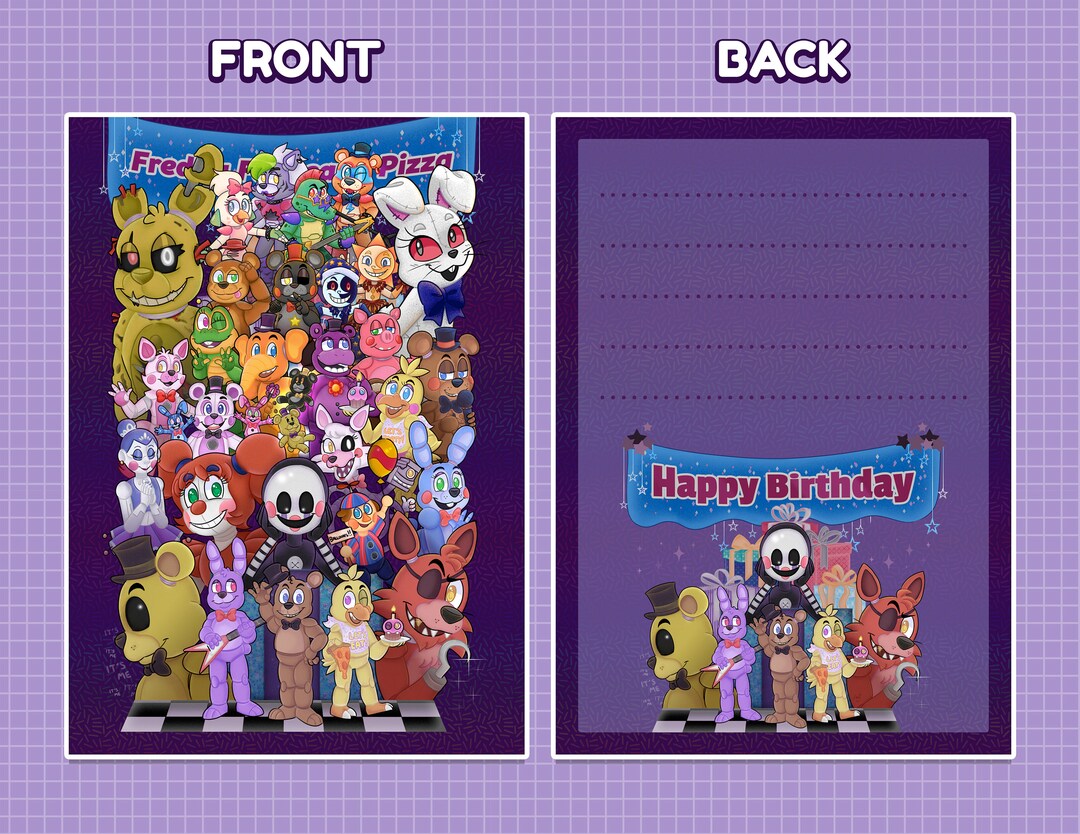 Five Nights at Freddy's Flat Birthday Card Greeting Card Birthday Card ...