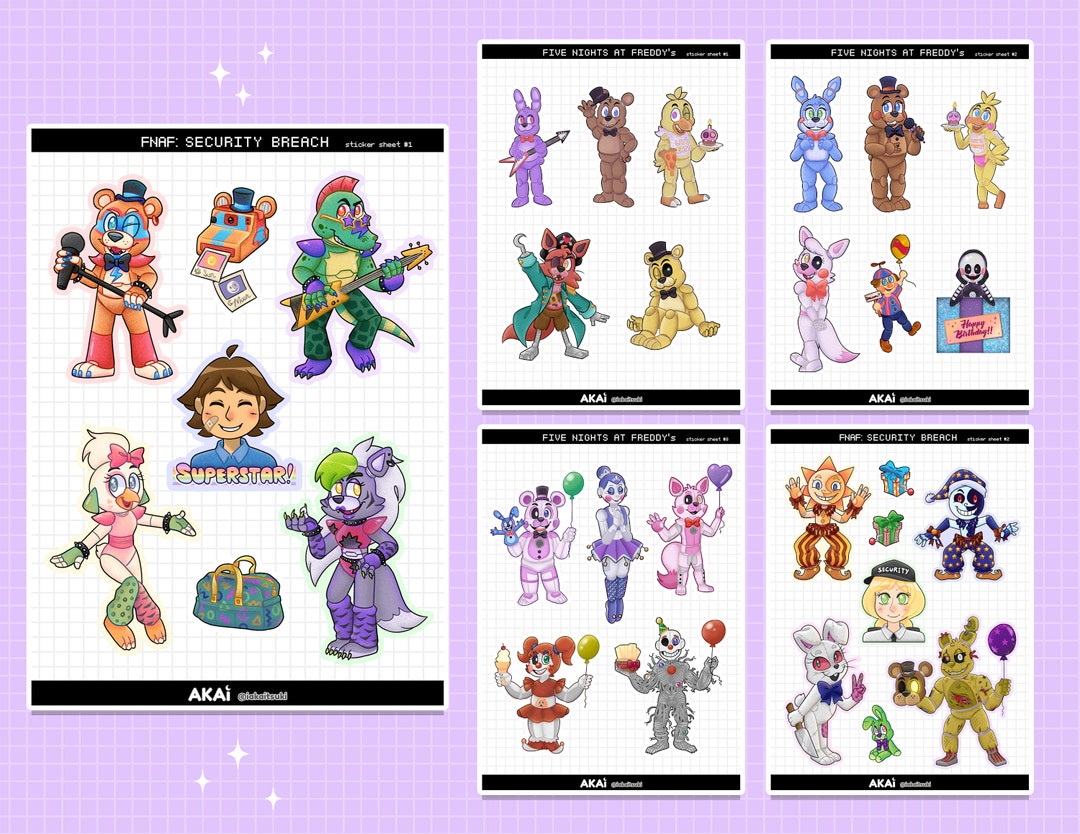 Five Nights at Freddy's Sticker Sheets | Stickers | FNAF | (5 Pcs) - Etsy