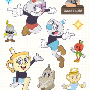 Cuphead Sticker Sheets Stickers Cuphead 5 Pcs - Etsy Canada