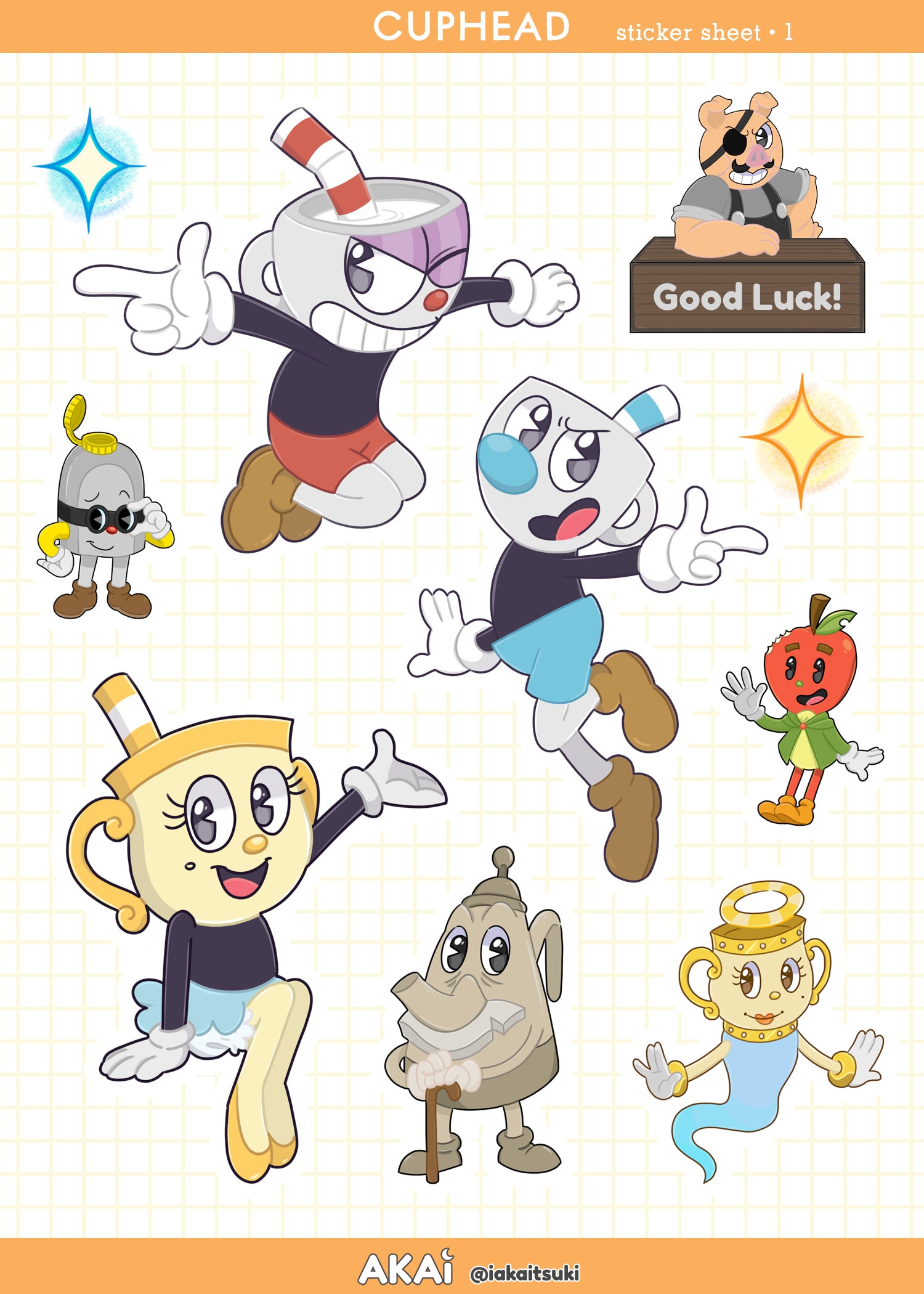 Cuphead Sticker Sheets Stickers Cuphead 5 Pcs - Etsy Canada