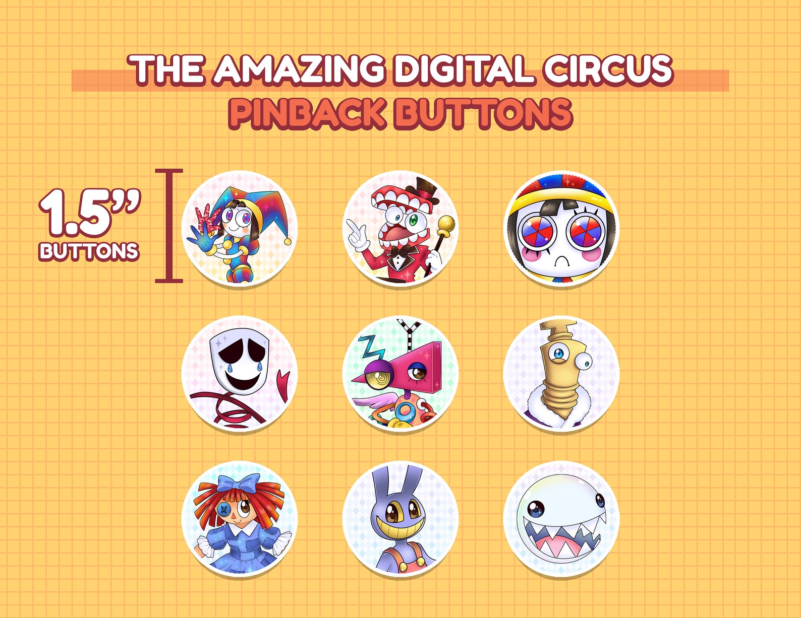Digital Circus Button Set Pinback Buttons the Amazing Digital Circus 9 ...