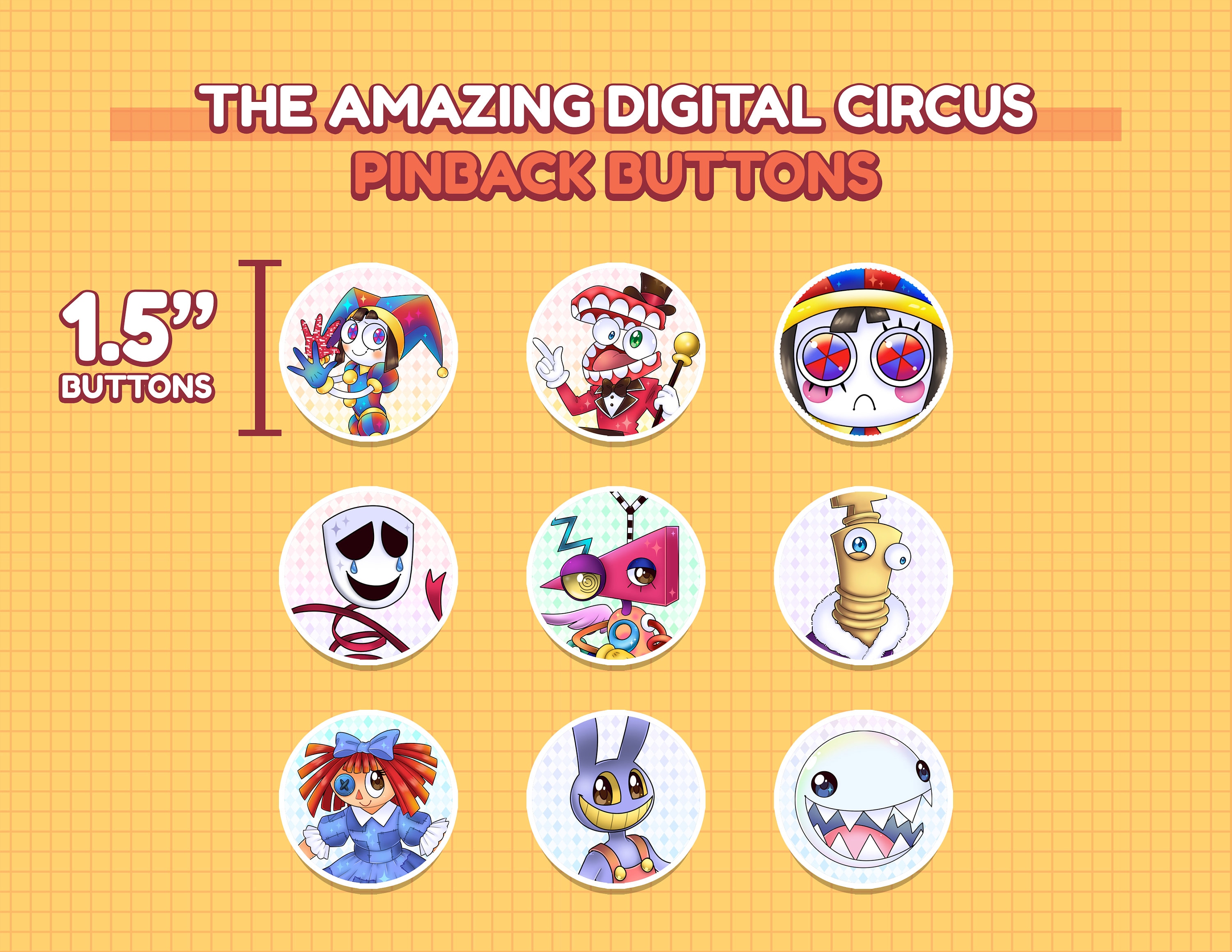 Digital Circus Button Set Pinback Buttons the Amazing Digital Circus 9 ...