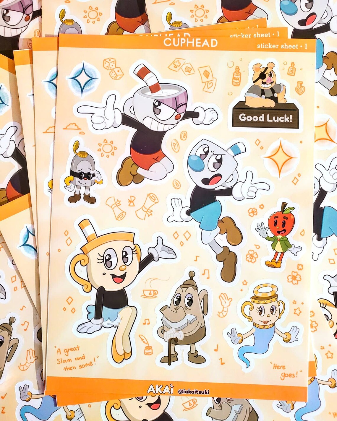 Cuphead Sticker Sheets Stickers Cuphead 5 pcs | Etsy