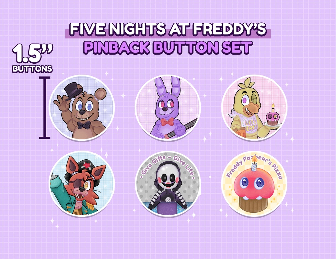 Five Nights at Freddy's Button Set | Pinback Buttons | FNAF | (6 Pcs ...