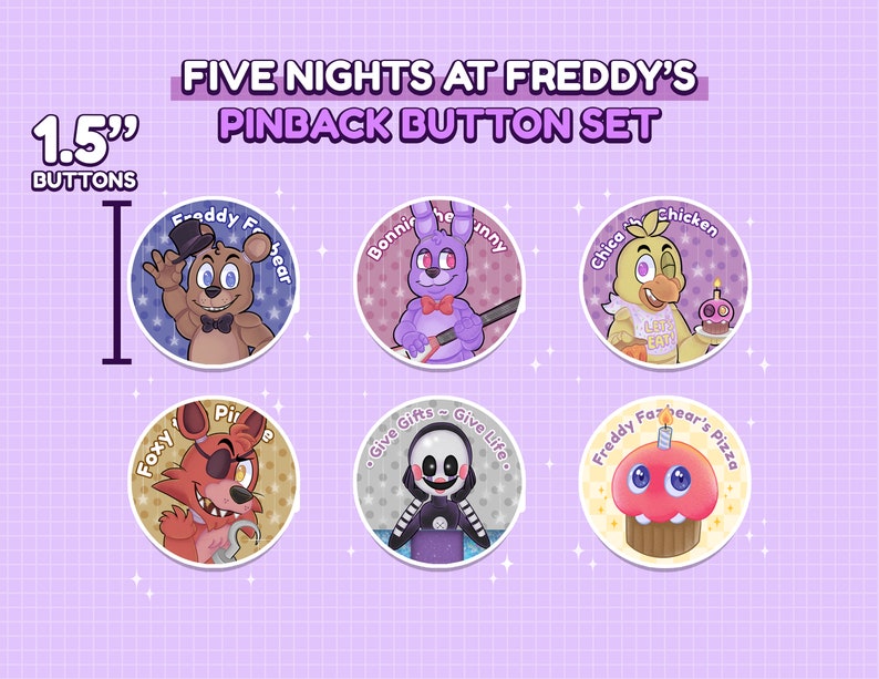 Five Nights at Freddy's Button Set Pinback Buttons | Etsy