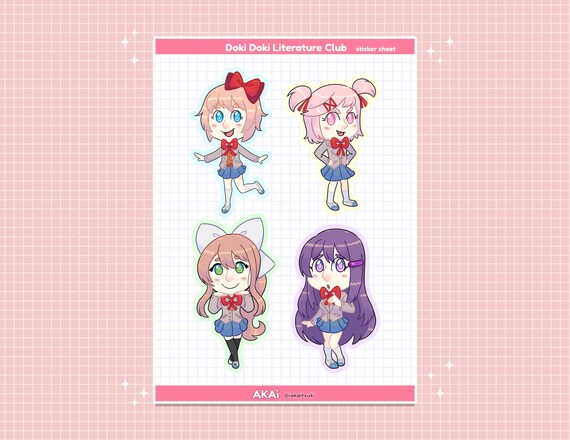 Doki Doki Literature Club Sticker Sheet Stickers DDLC | Etsy Hong Kong