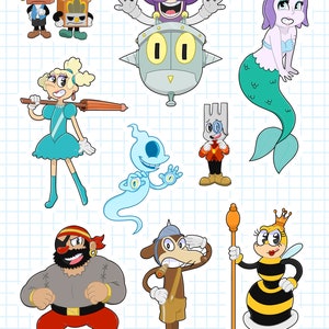 Cuphead Sticker Sheets Stickers Cuphead 5 Pcs - Etsy