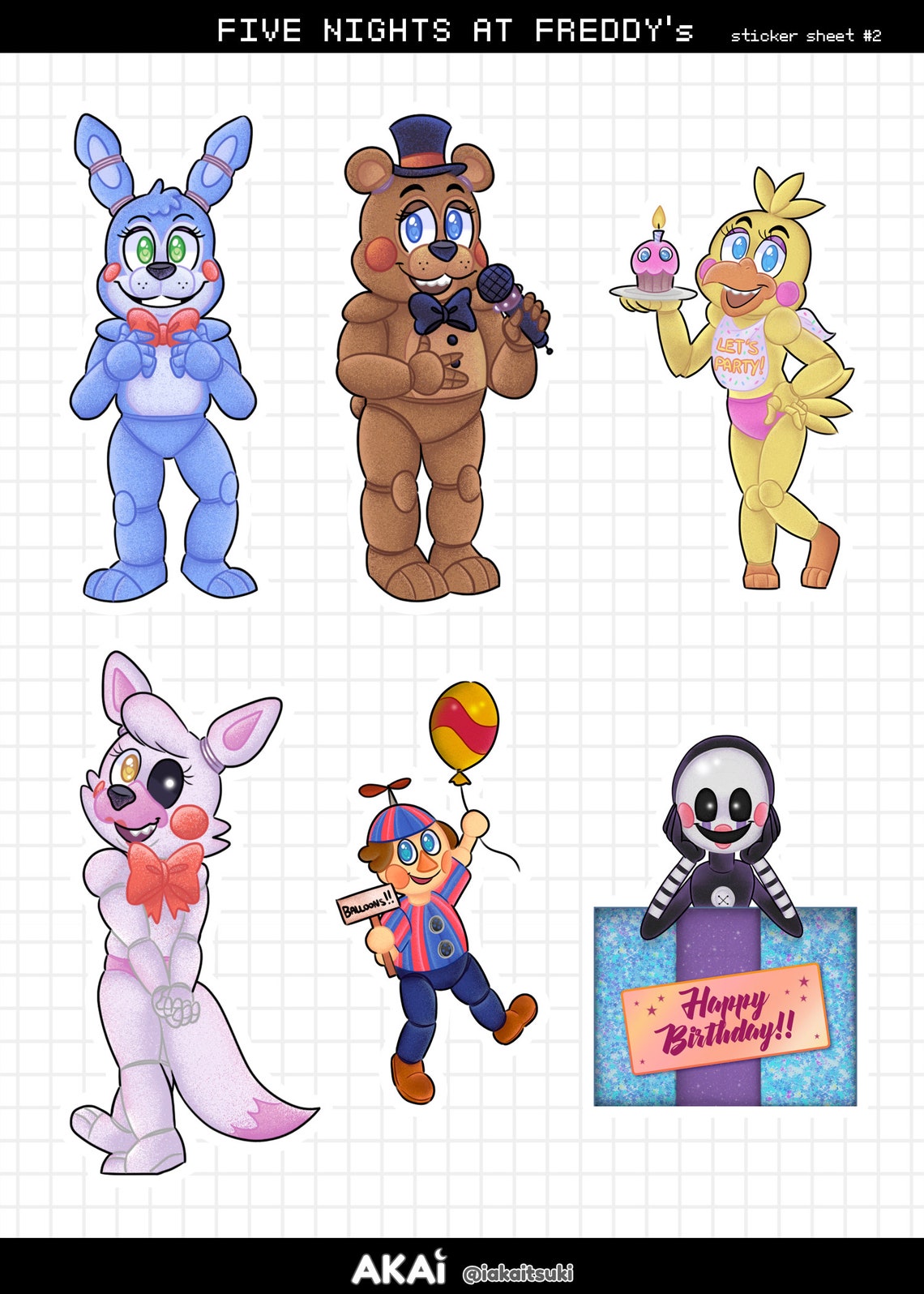 Five Nights at Freddy's Sticker Sheets | Stickers | FNAF | (5 Pcs) - Etsy