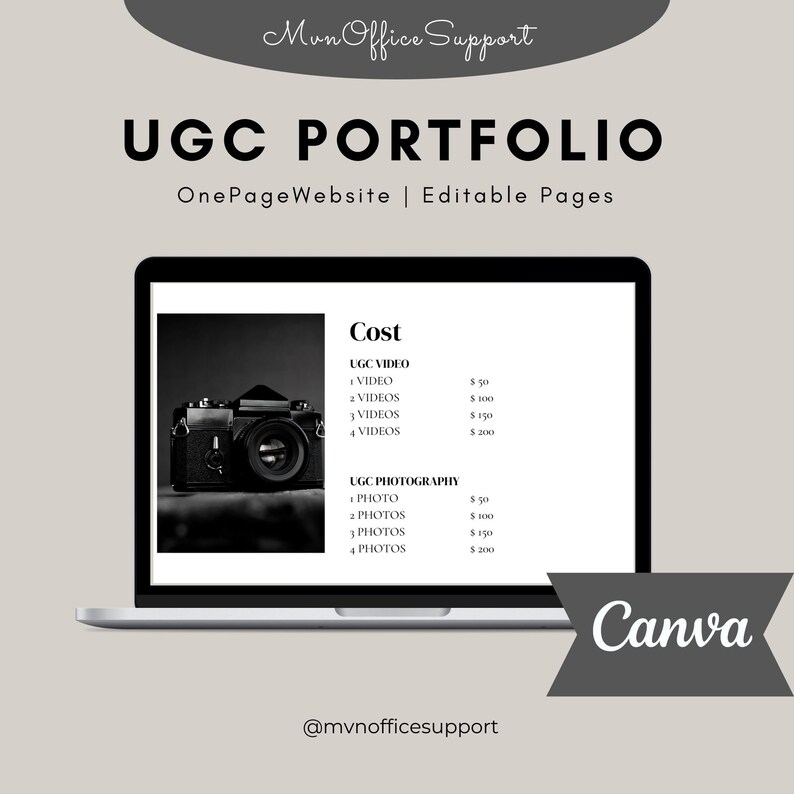 UGC Portfolio UGC Template Canvas Editable Minimalist Ugc Portfolio Template UGC Media Kit - Etsy