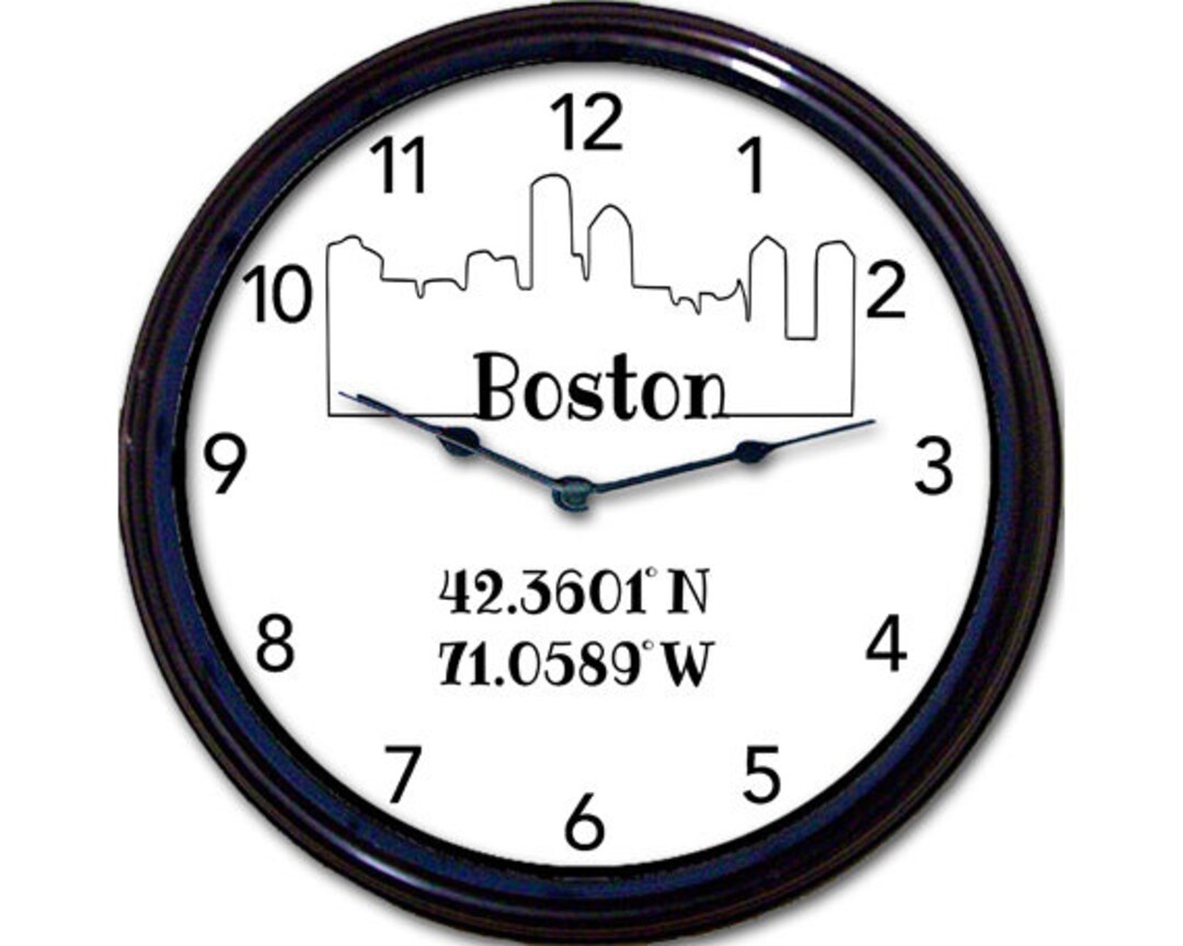 Boston Skyline Wall Clock Cradle of Liberty, Harvard Square, Prospect ...