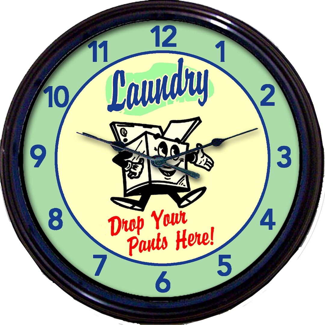 Retro Laundry Room Wall Clock, Vintage Washing Machine, Retro Charm ...