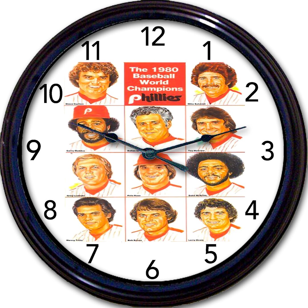Philadelphia Phillies Clock, 1980 World Series, Mike Schmidt, Pete Rose ...