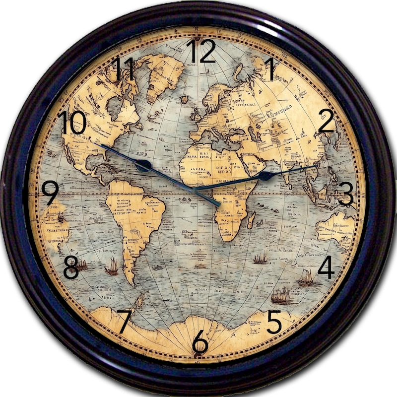 World Map Wall Clock - Etsy