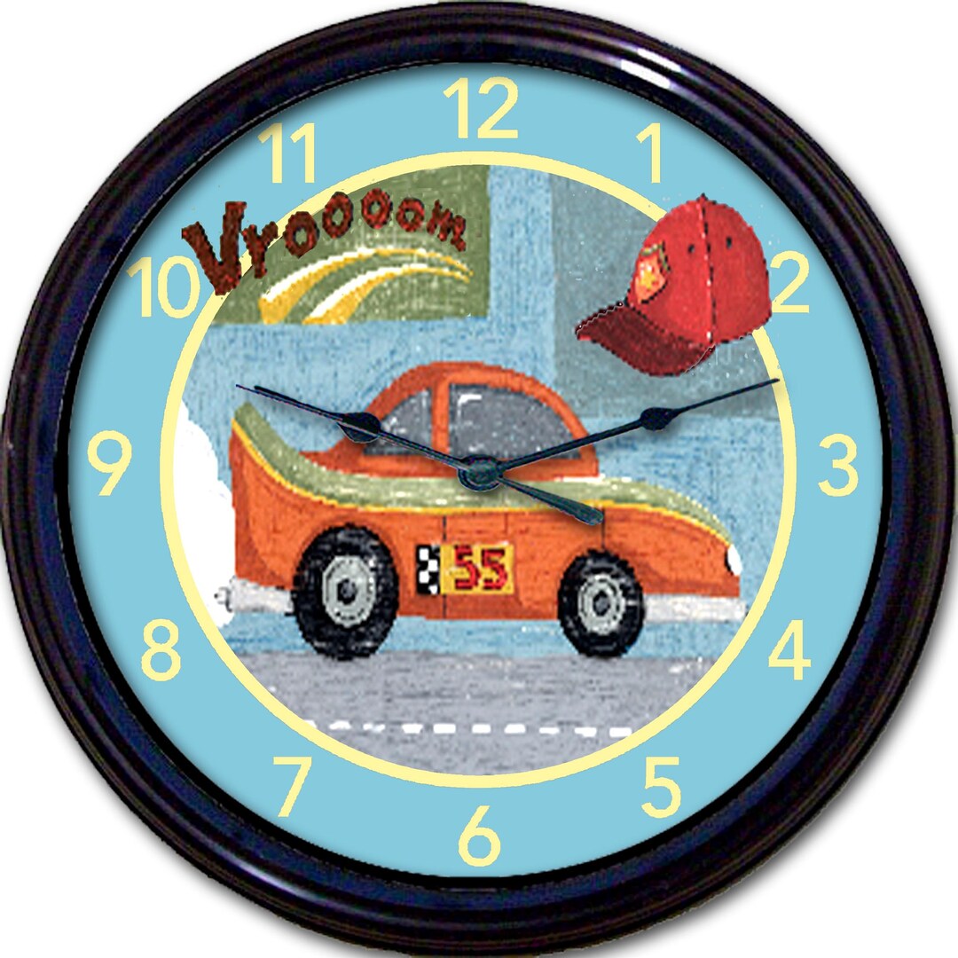 Race Car Wall Clock, Boys Room Decor, Nursery Clock, Race Car Décor ...