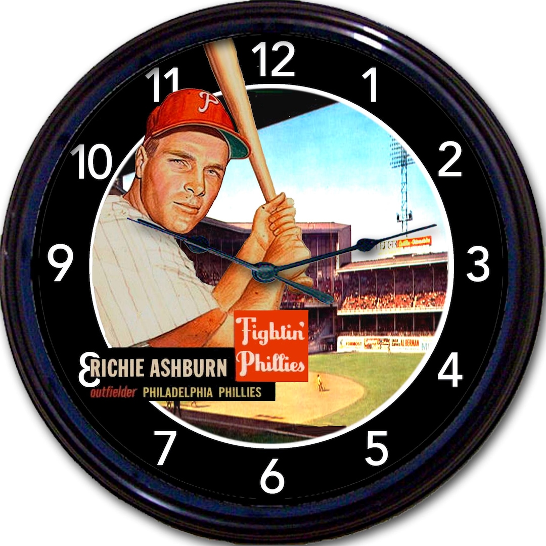 Baseball Clock - Richie Ashburn Poster Clocks, MLB Decor, Phillies Sign ...