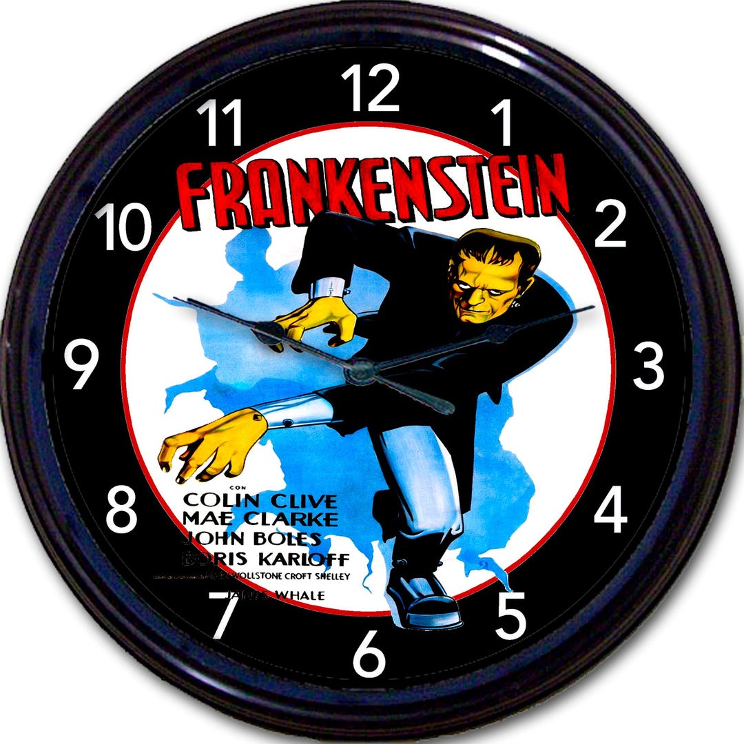 Frankenstein Movie Clock - Film Buff Gift, Horror Clock, Halloween ...