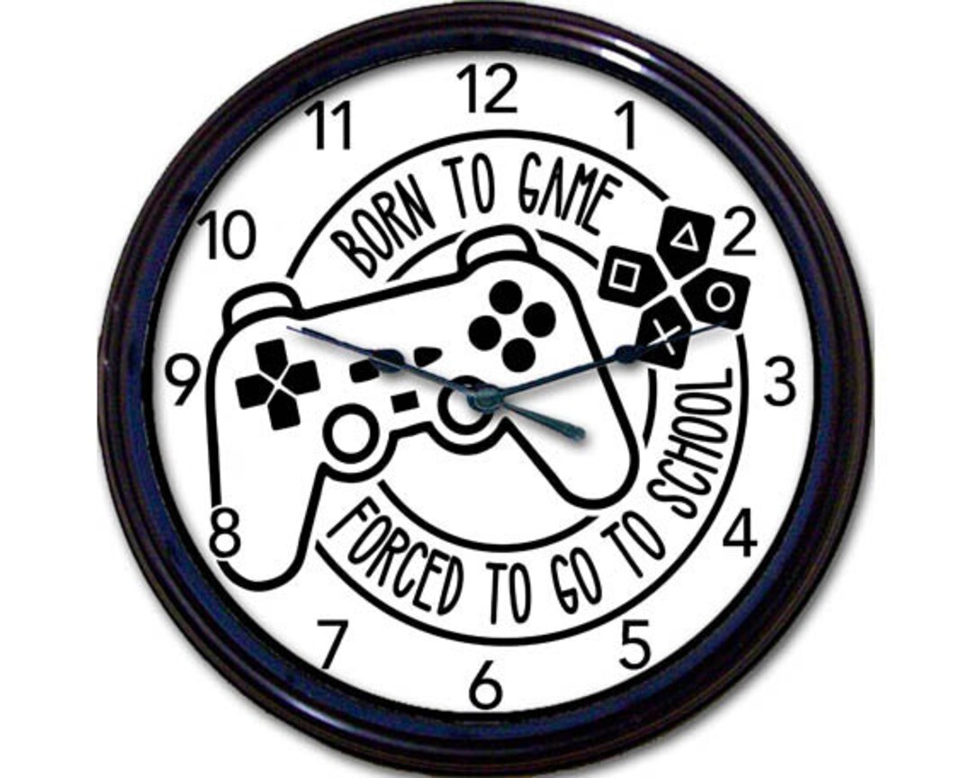 Gamer Wall Clock, Arcade Video Game, Born to Game, Handmade Geek Decor ...