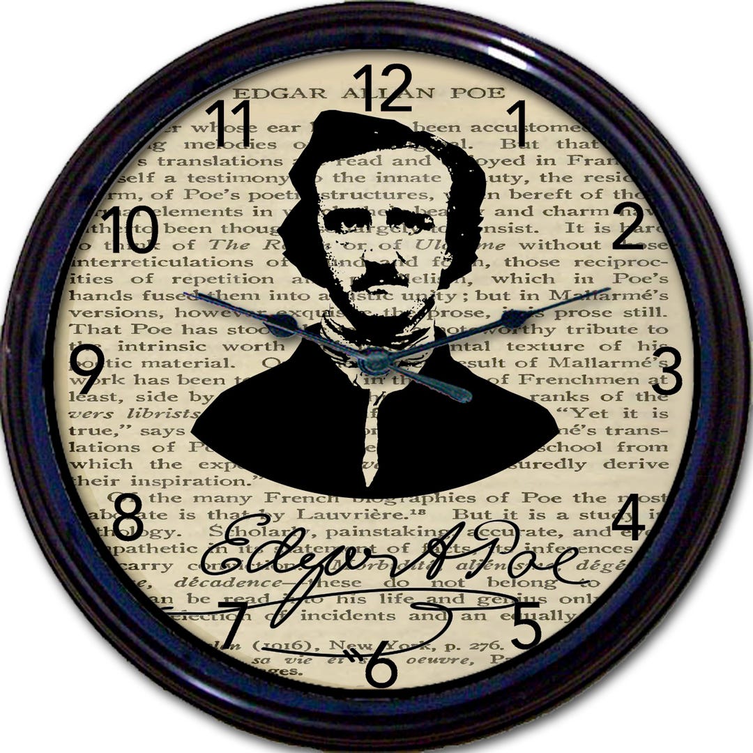 Poe Clock: Gothic Home Office Wall Decor, Literary Fan Art - Etsy UK