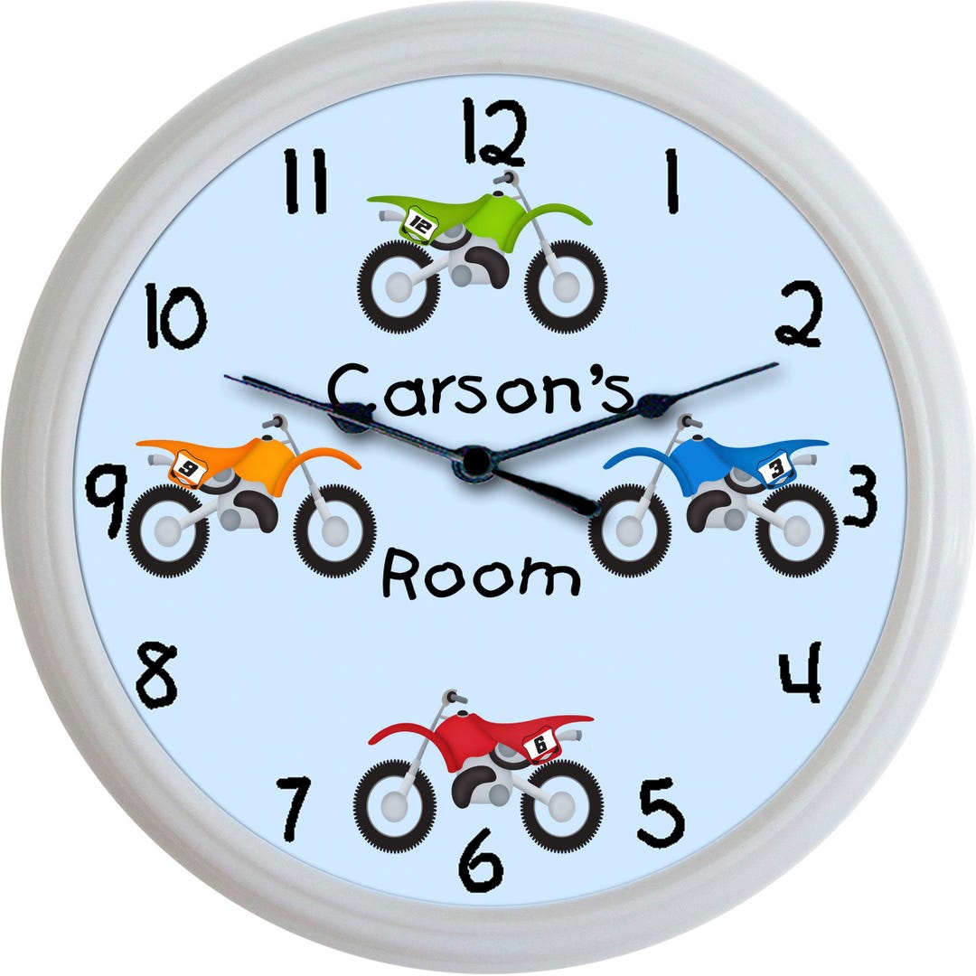 Personalized Dirt Bike Clock: Boys Nursery Decor, Motocross Theme - Etsy