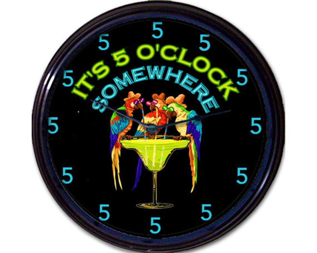 Tropical Wall Clock, 5 Oclock Somewhere, Margaritaville Spirit, Beach ...