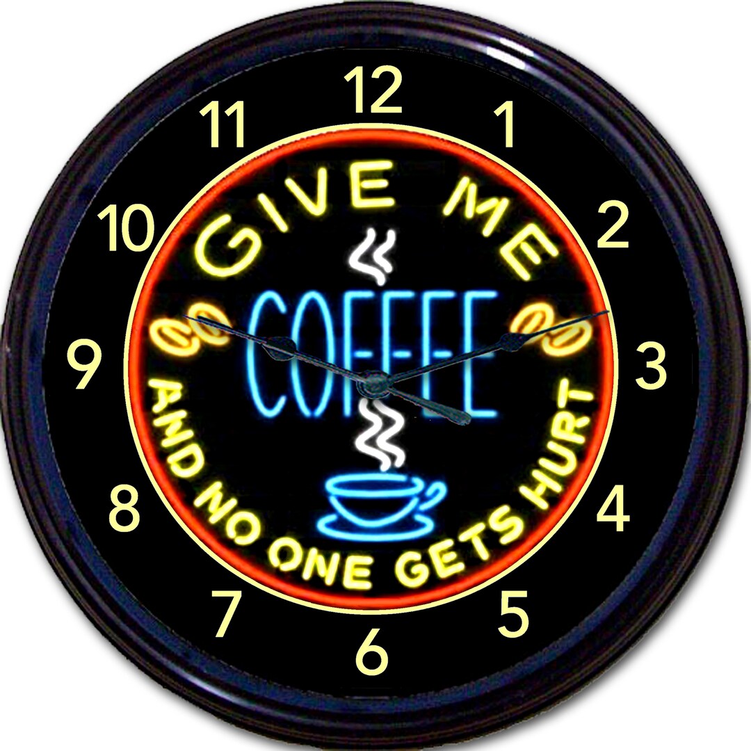 Coffee Cup Clock Unique Wall Clock Give Me Coffee Kitchen - Etsy
