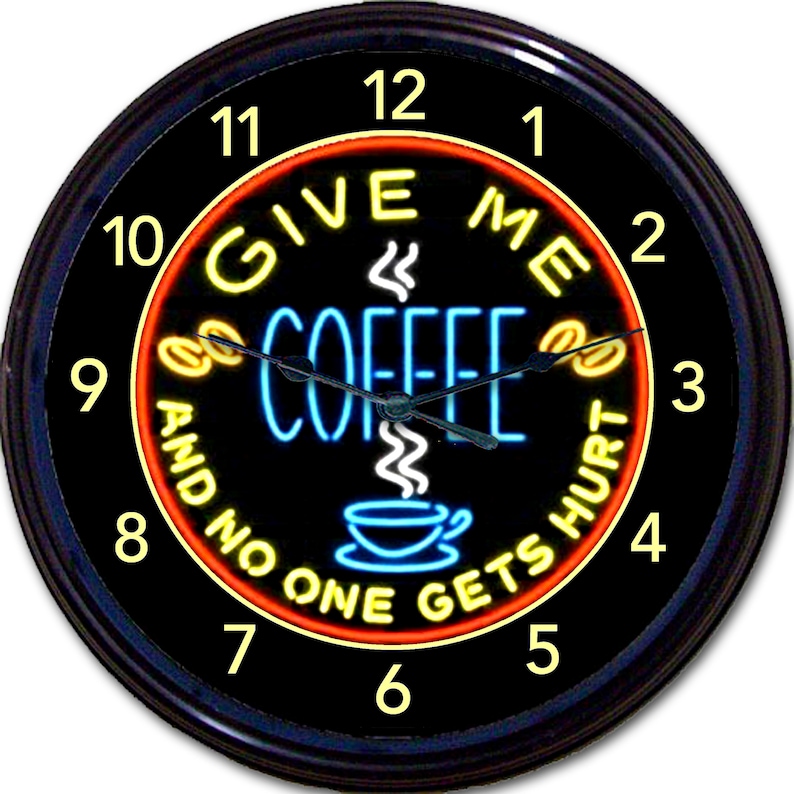 Coffee Cup Clock Unique Wall Clock Give Me Coffee Kitchen - Etsy