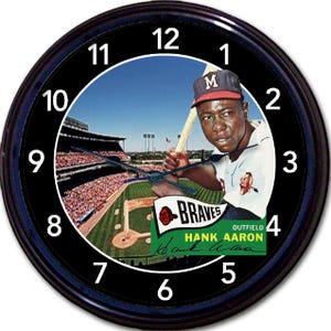 Baseball Clock - Hank Aaron Poster Clocks, MLB Decor, Atlanta Braves ...