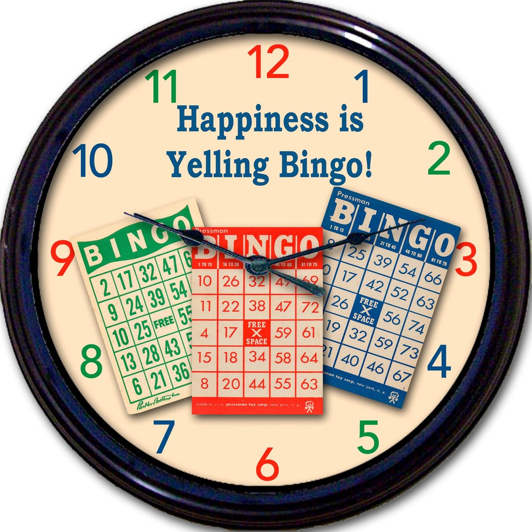 Bingo Wall Clock, Bingo Cards, Vintage Bingo Game, Handmade Wall Decor ...