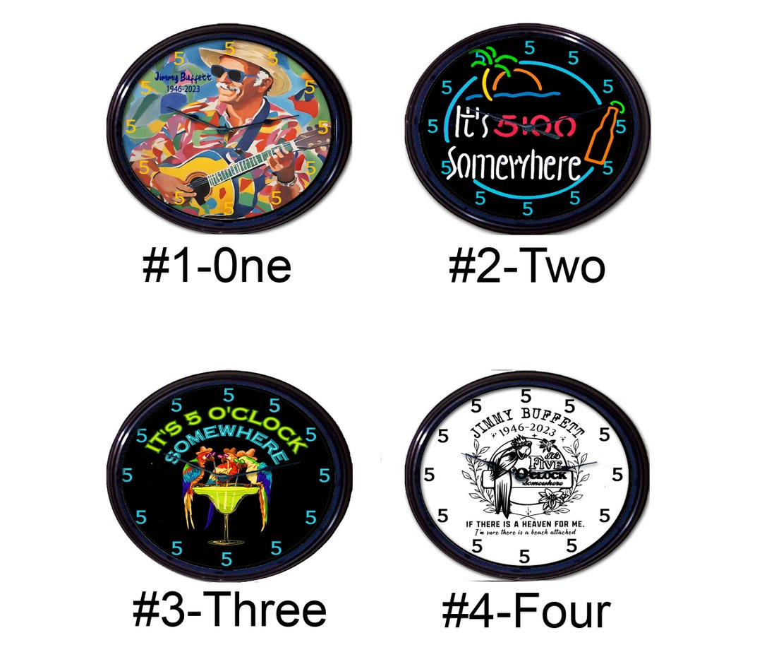 Jimmy Buffett Wall Clock, Island-inspired Decor, It's 5 O'clock ...