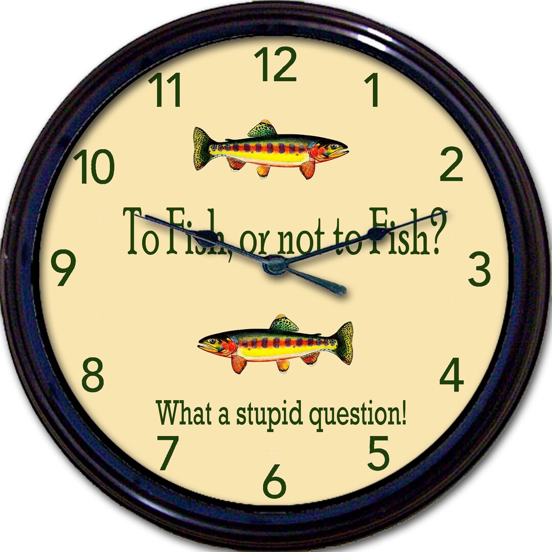 Fishing Wall Clock, Fishing Cabin Decor, Gift for A Fisherman, Angling ...