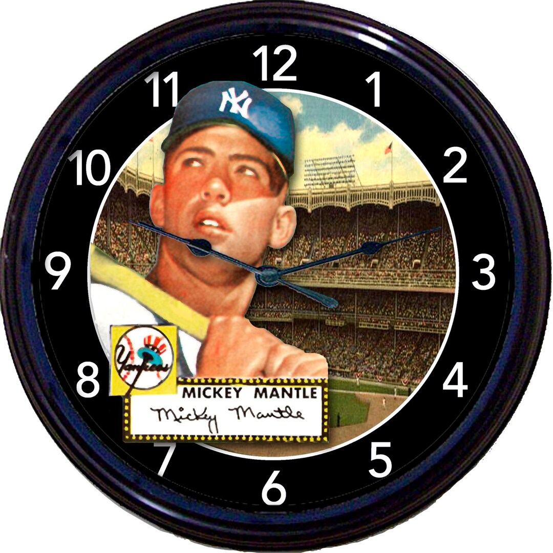 Baseball Clock - Mickey Mantle Poster Clock, MLB Décor, NY Yankees Sign ...
