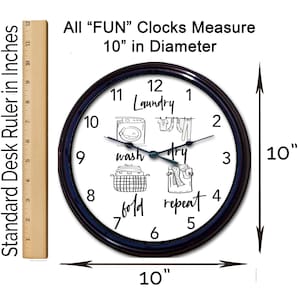 Laundry Room Wall Clock Wash Dry Fold Repeat Unique - Etsy