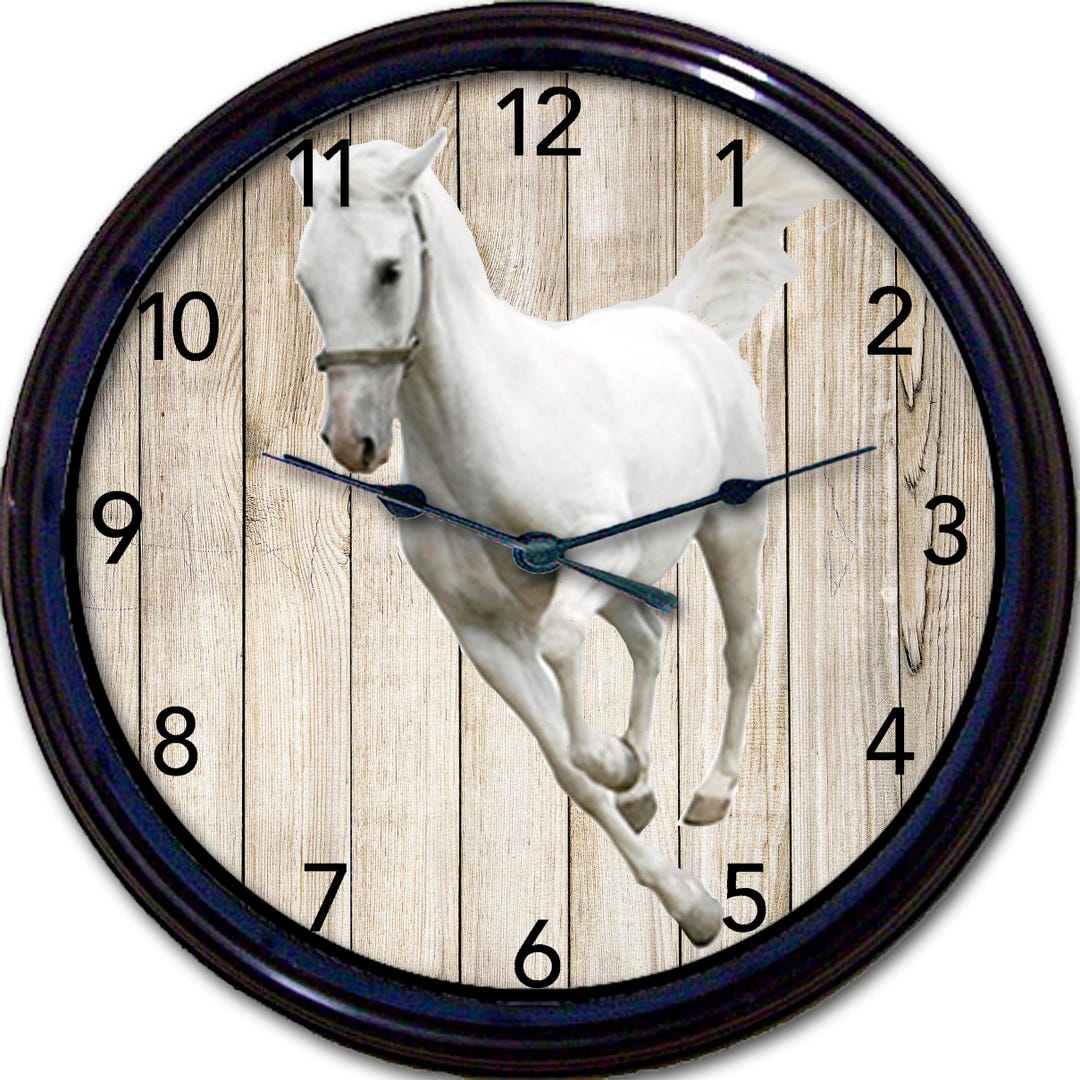 White Horse Clock - Horse Gift, Horse Lover Gift, Horse Barn, Horse ...