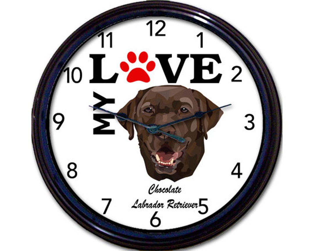 Chocolate Lab Wall Clock, Labrador Retriever Clock, Dog Lover Gift ...