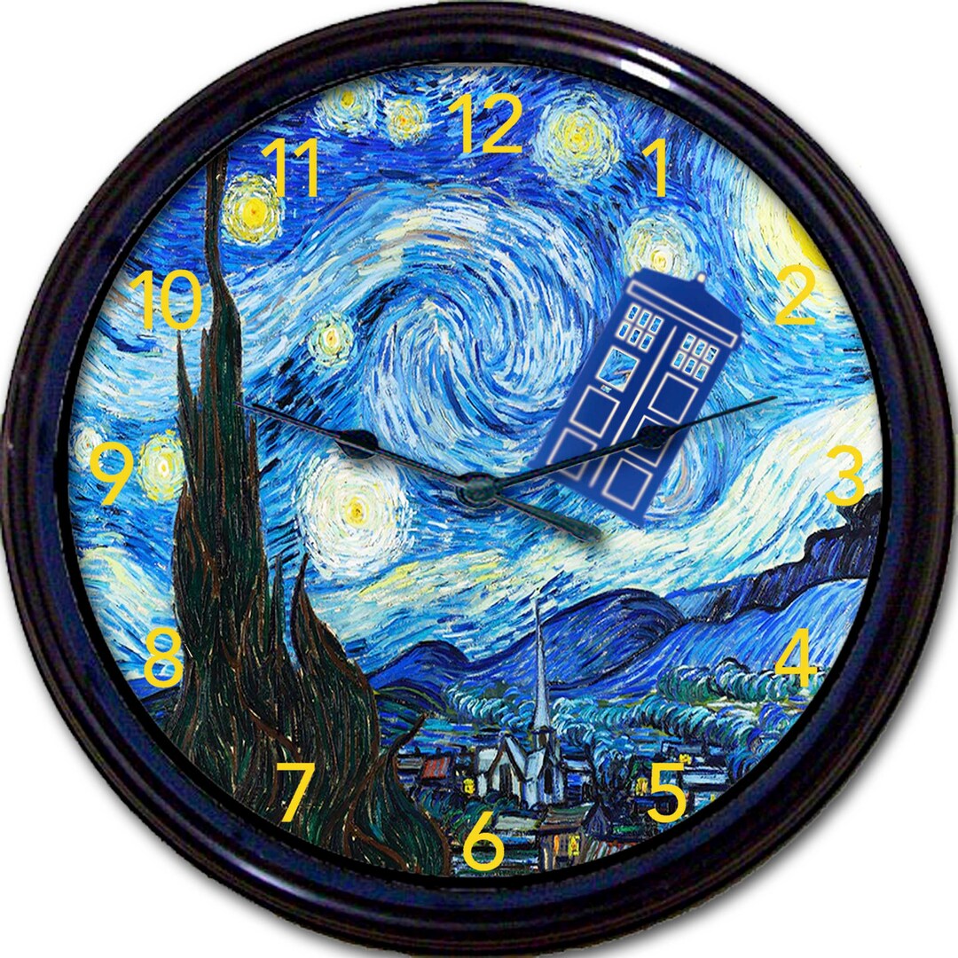 Starry Night Tardis Van Gogh-inspired Wall Clock With Tardis From Dr ...