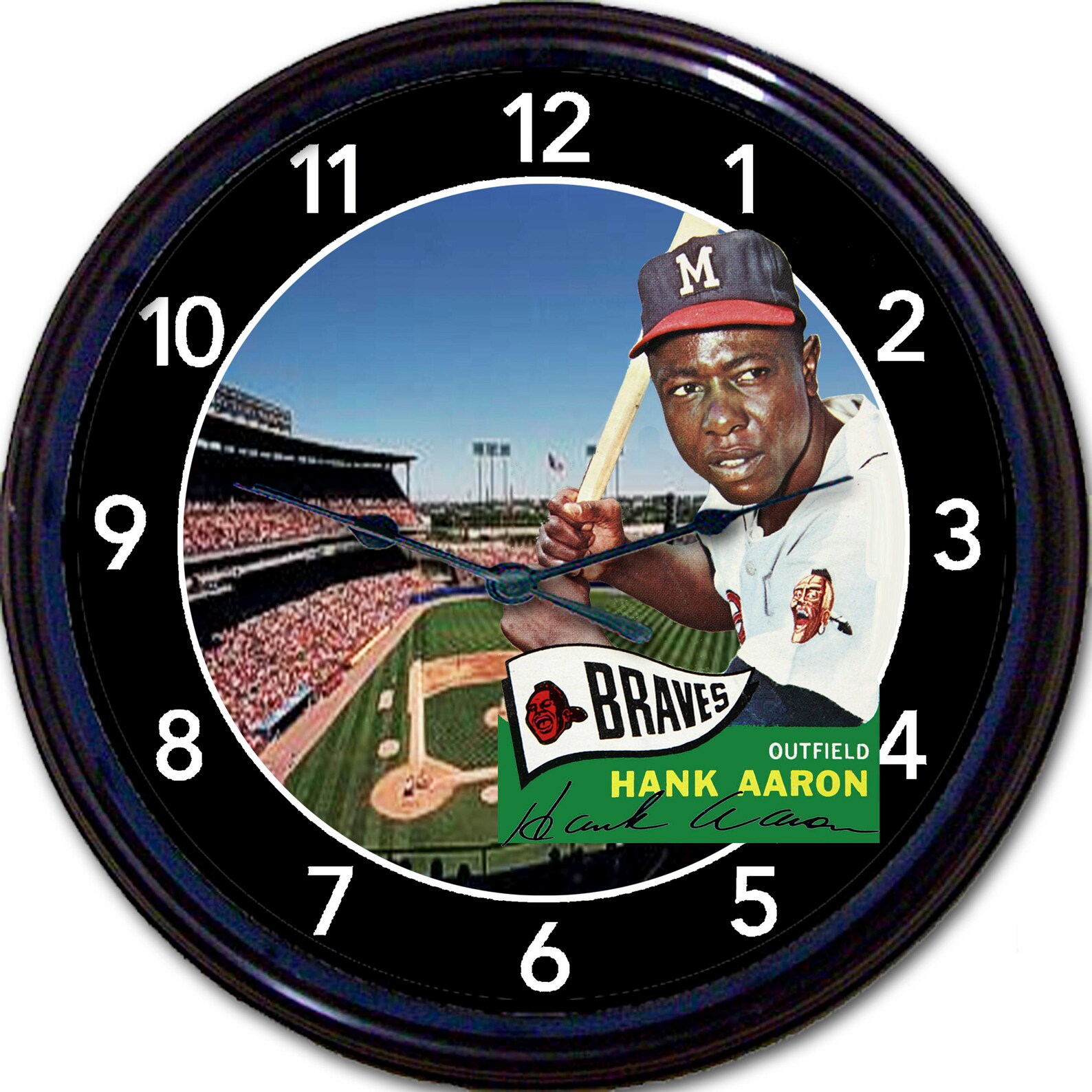 Baseball Clock Hank Aaron Poster Clocks MLB Decor Atlanta - Etsy