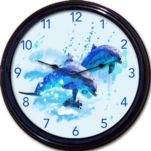 Dolphin Themed Clock, Wall Clock, Unique Gift, Playful Sea Creatures ...