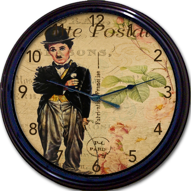 Charlie Chaplin Clock Wall Clock Carte Postale Actor - Etsy