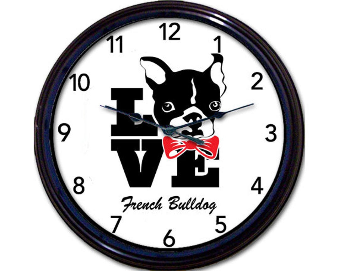 French Bulldog Clock, Wall Clock, Dog Lover Gift, French Bulldog Decor ...