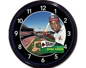 Baseball Clock Hank Aaron Poster Clocks MLB Decor Atlanta - Etsy