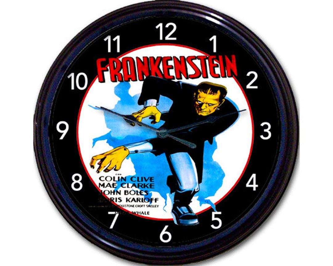 Frankenstein Movie Clock Film Buff Gift, Horror Clock, Halloween Décor ...