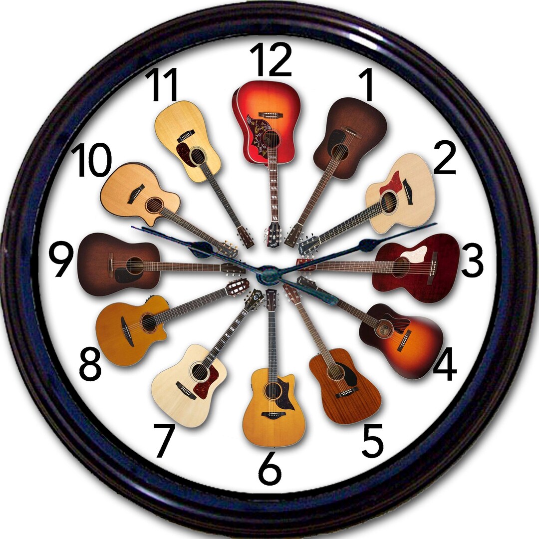 Acoustic Guitar Clock: Music Room Wall Decor, Musician Gift - Etsy